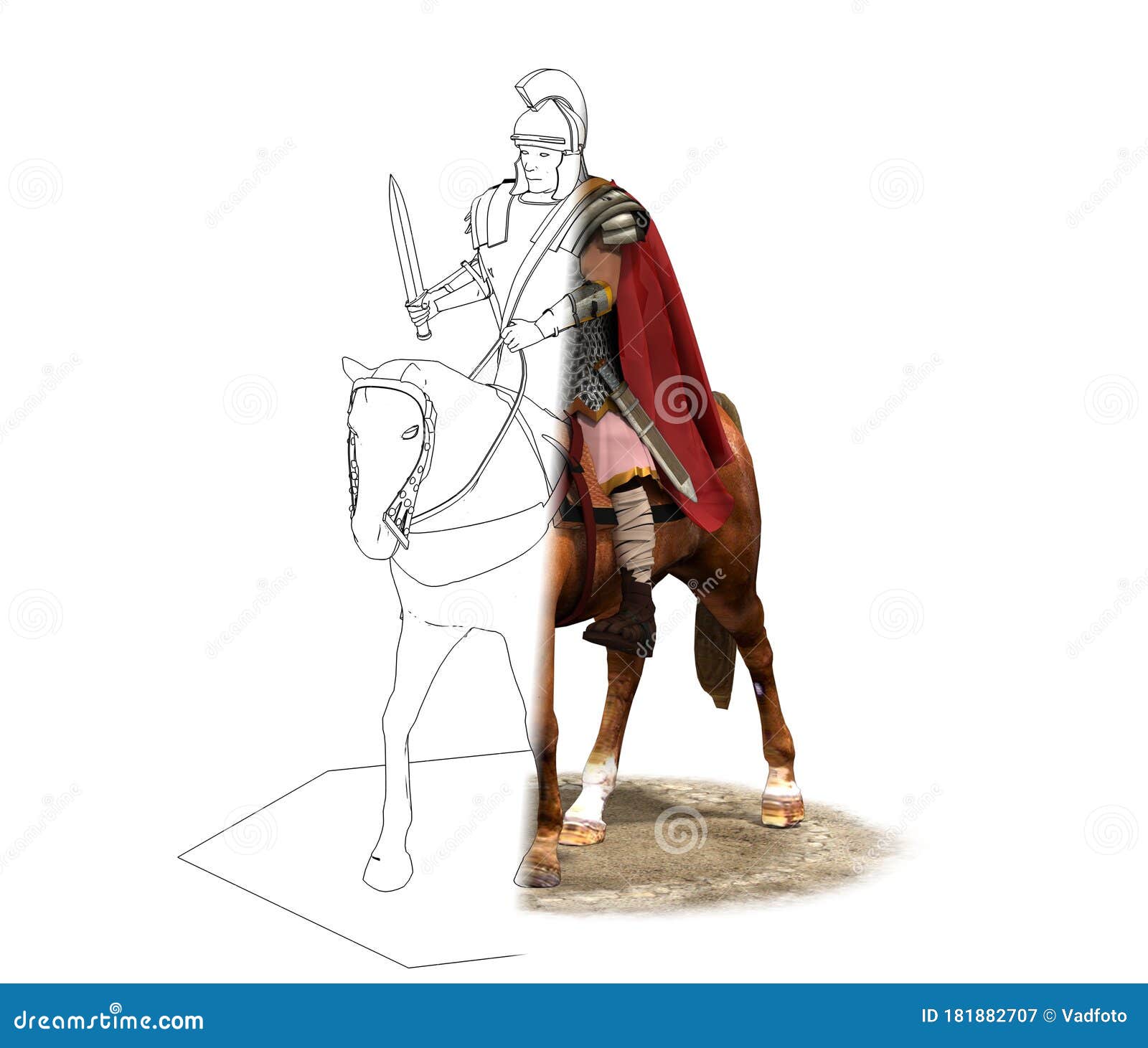 Rider, Warrior on Horseback, 3D Illustration Stock Illustration ...