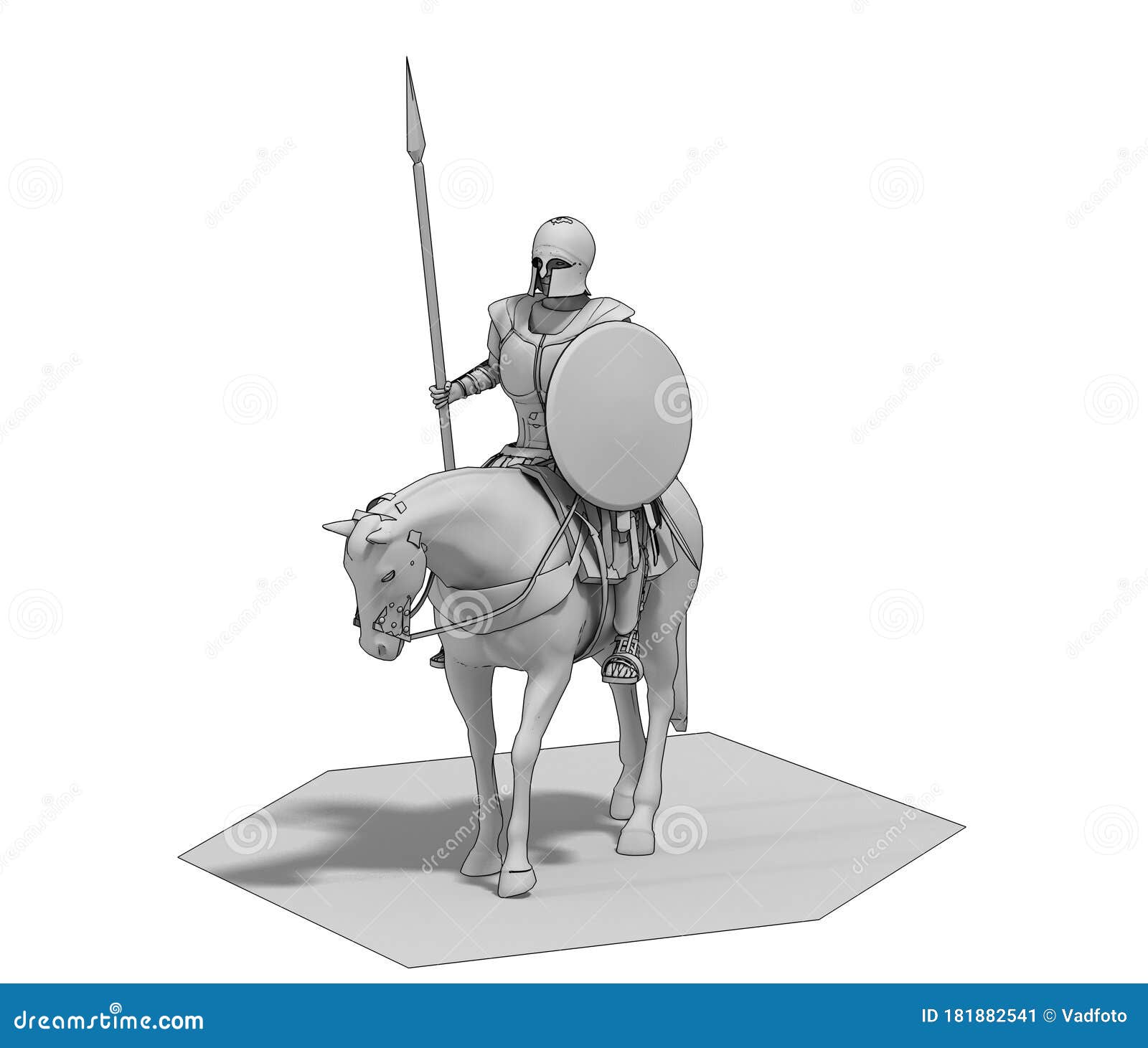 Rider, Warrior on Horseback, 3D Illustration Stock Illustration ...