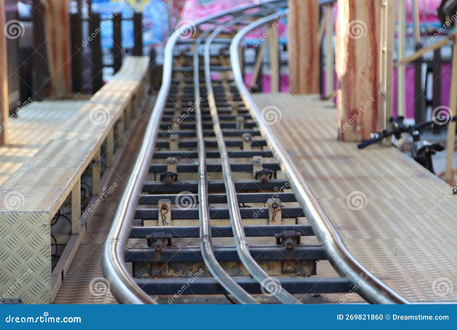Rides Amusement Park Train Rails- Stock Photo - Image of ride ...