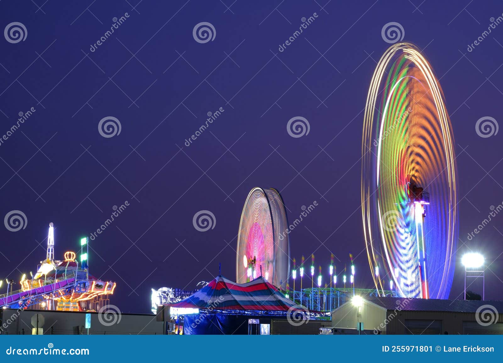 Rides at Fair or Carnival at Night Stock Image - Image of attraction ...