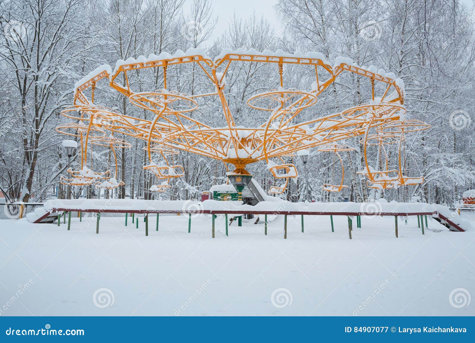 Rides in the snow stock image. Image of swing, landscape - 84907077