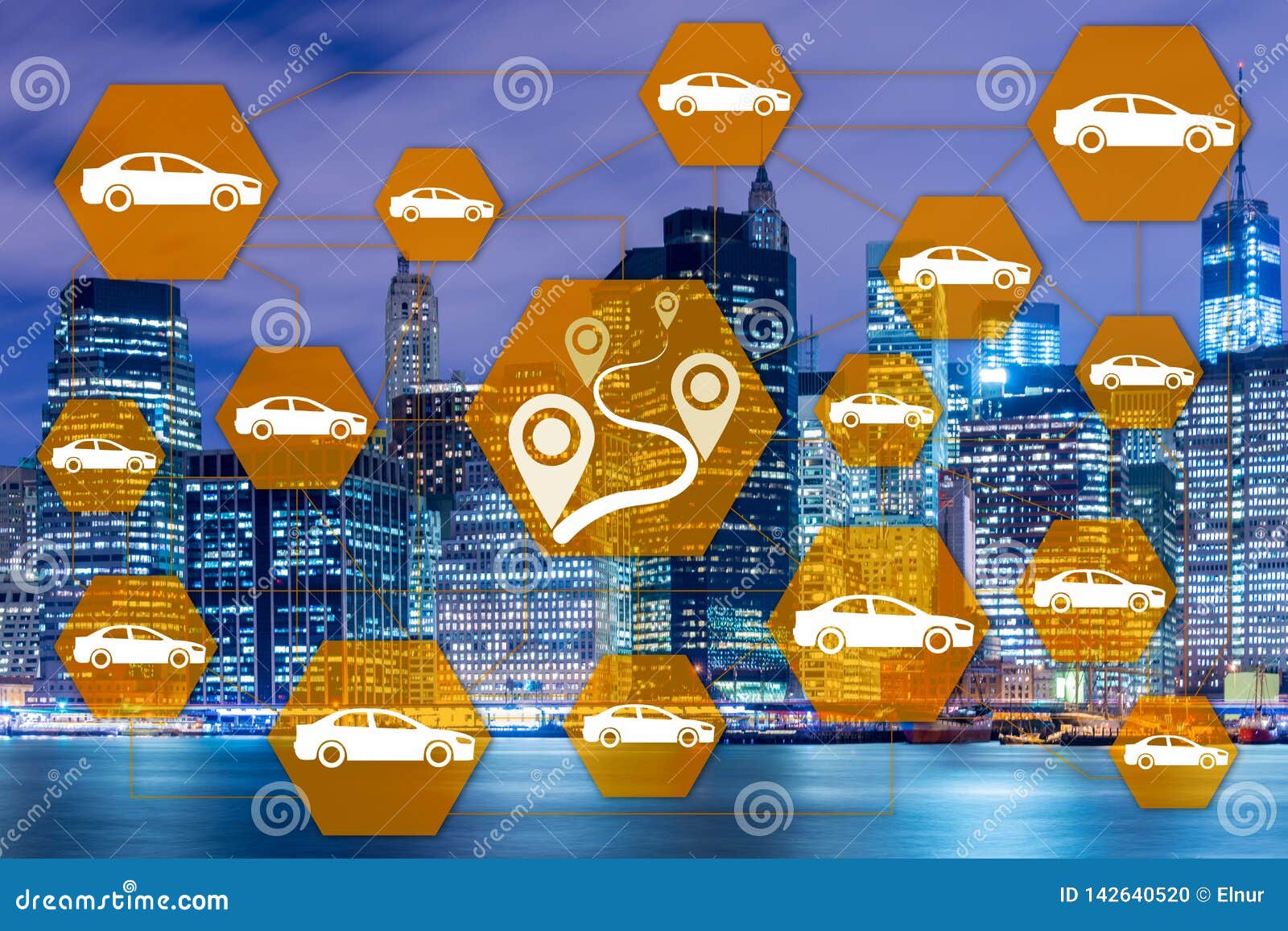 The Ridesharing and Carpooling Concept in the City Stock Photo - Image ...