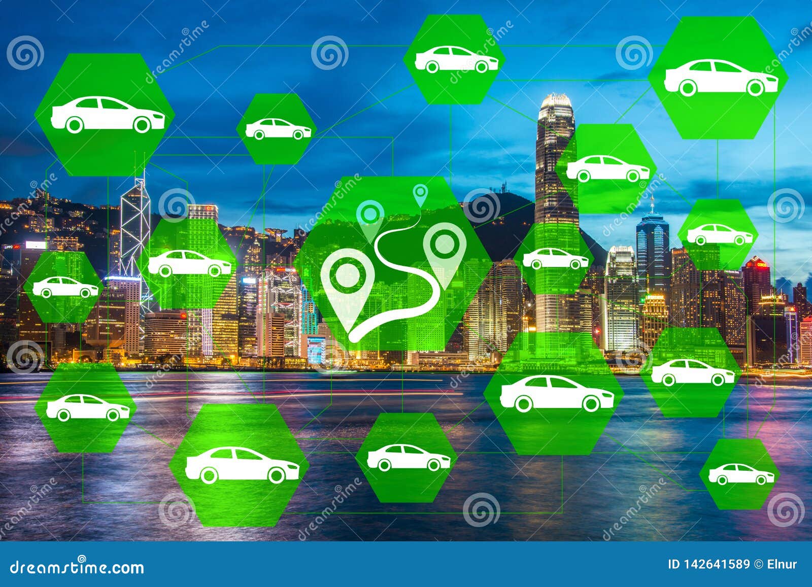 The Ridesharing and Carpooling Concept in the City Stock Image - Image ...