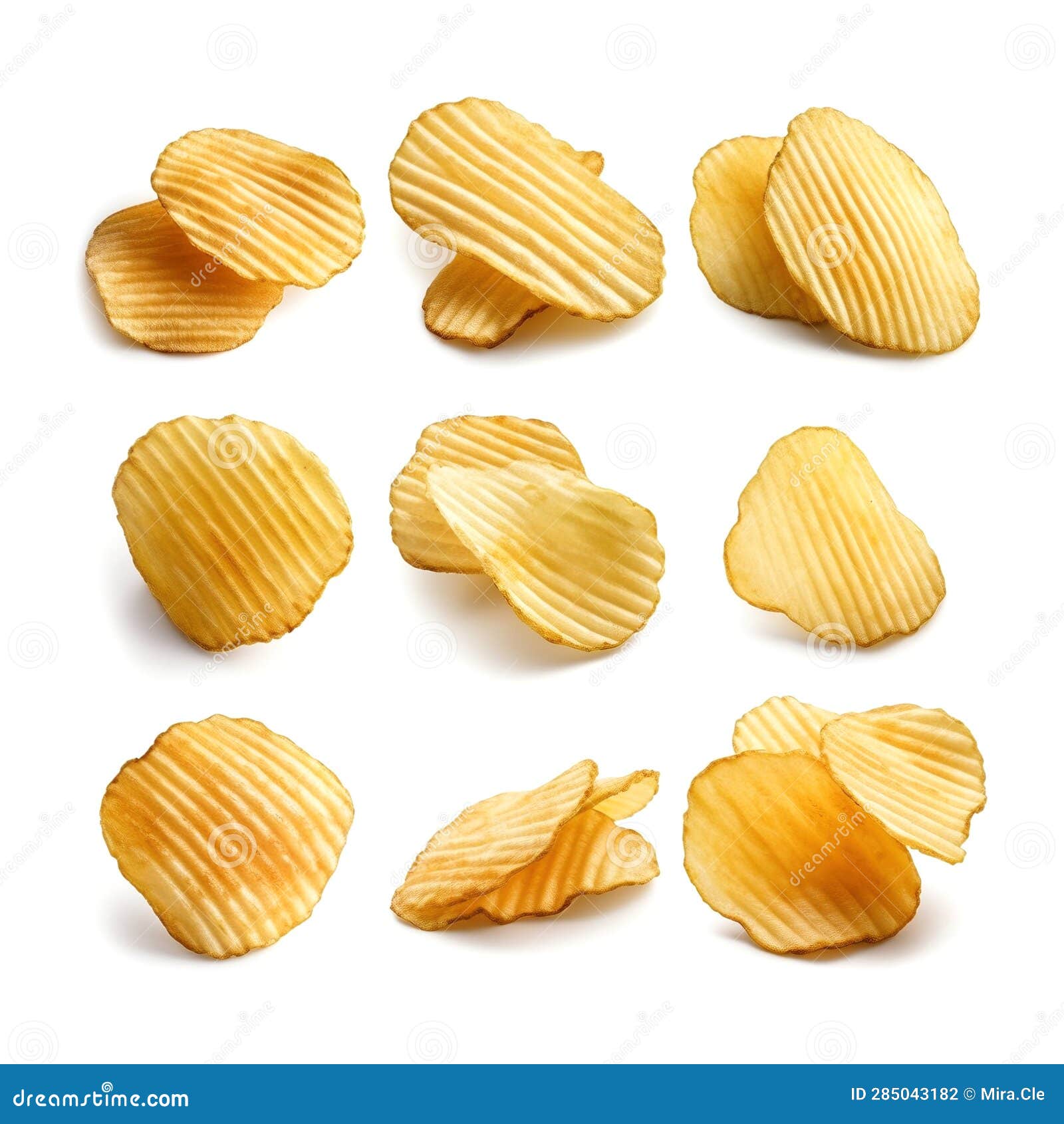 Ridged Potato Chips Set Isolated on White Background, Created with ...