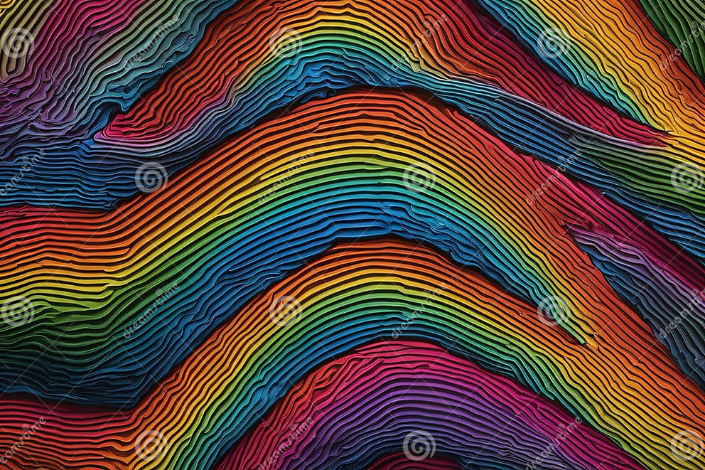 Ridged Topological Design in Psychedelic Rainbow Pattern Stock ...