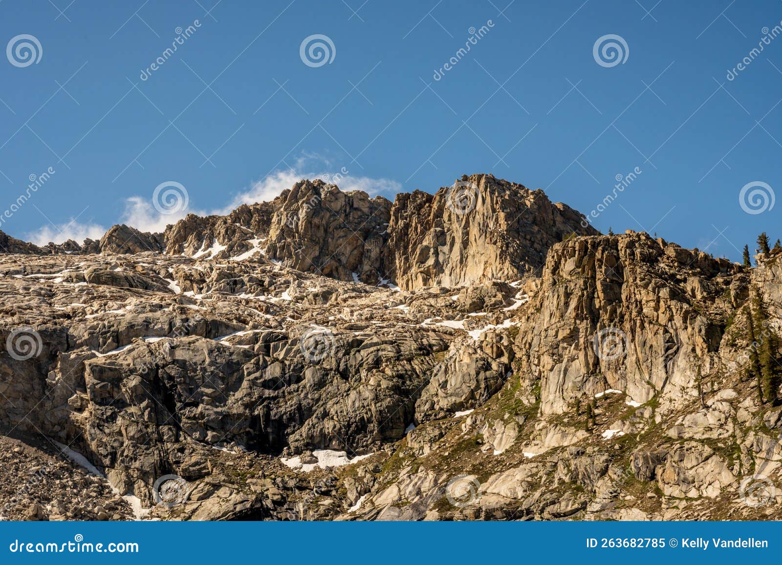 Ridgeline of Alta Peak with Snow Lingering on Cracks in the Cliffs ...