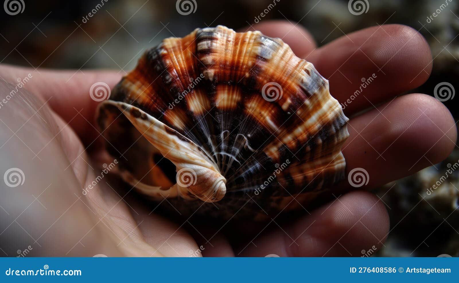Ridges of Seashell in Hand. AI Generated Stock Illustration ...