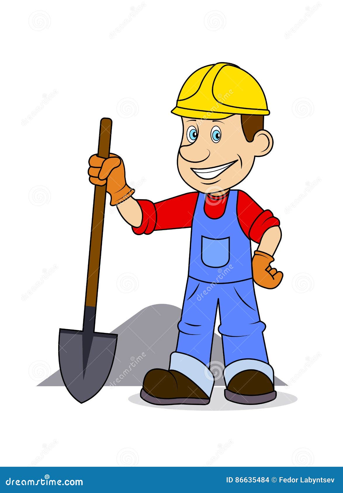 Ridiculous Caricature the Cheerful Worker with the Tool in Hands. Stock ...