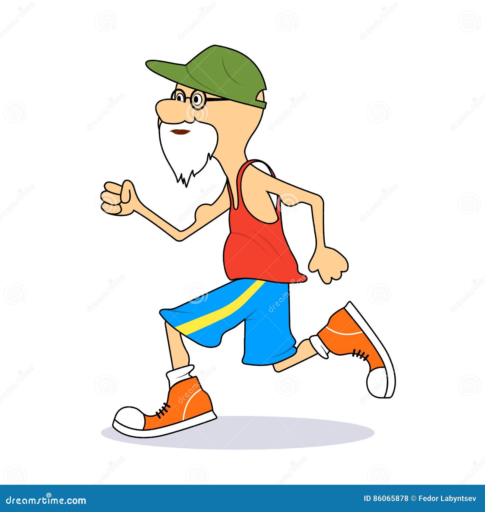 Ridiculous Caricature the Elderly Man the Running Marathon. Stock ...