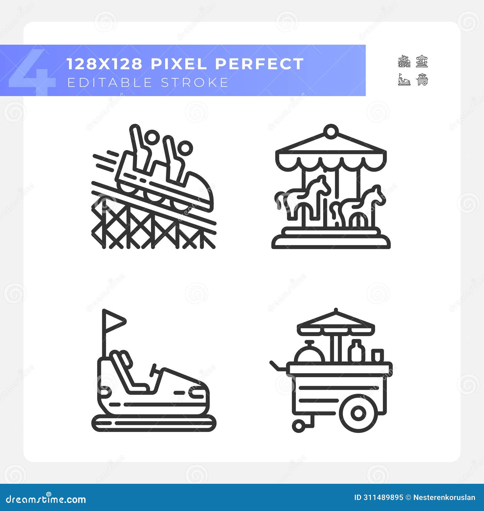 Riding Amusement Pixel Perfect Linear Icons Set Stock Illustration ... Riding Amusement Pixel Perfect Linear Icons Set Stock Illustration ...