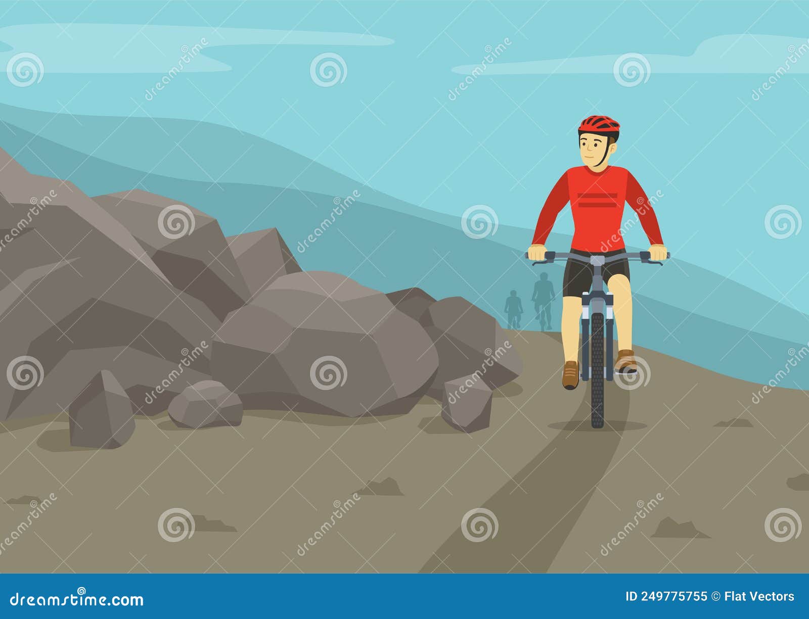 Riding a Bicycle on a Grades and Hills. Mountain Biking. Front View of ...