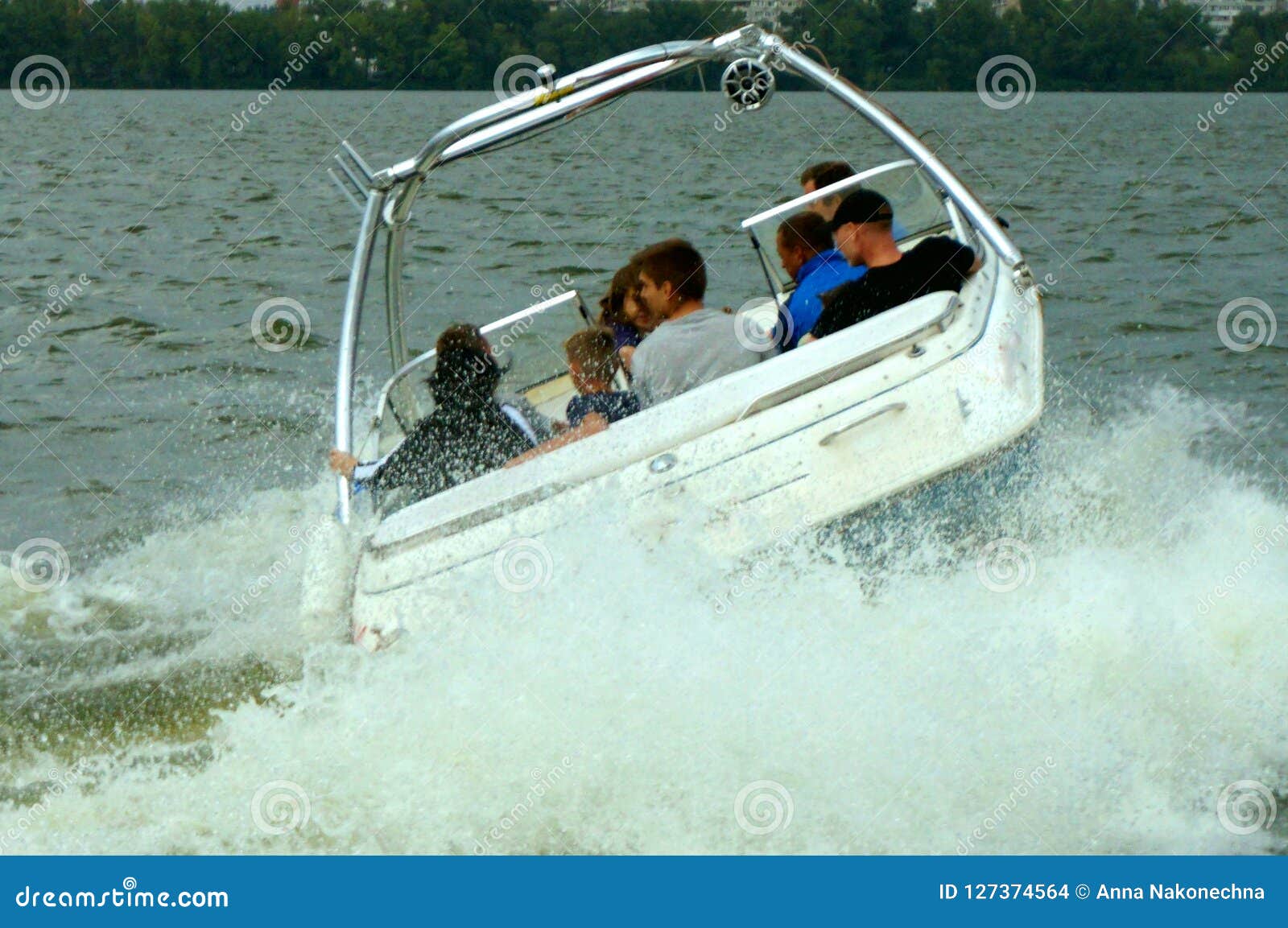 Riding a Boat on the River, in the Passable Weather. Editorial Stock ...
