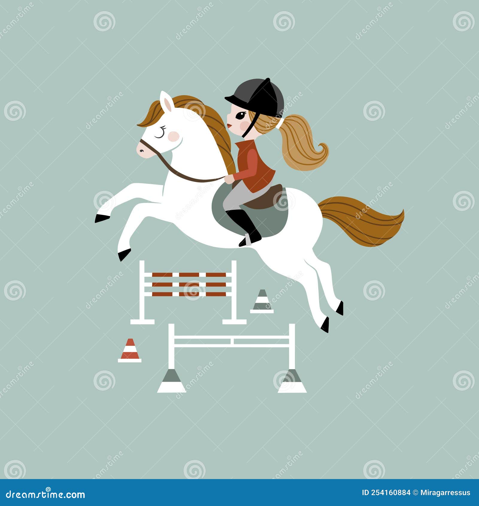 Horse Riding Girl and Equipment Vector Illustration. Stock Vector ...