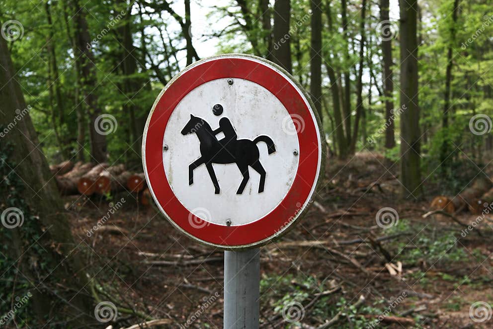 Riding prohibited sign stock photo. Image of autumn, nature - 60839020