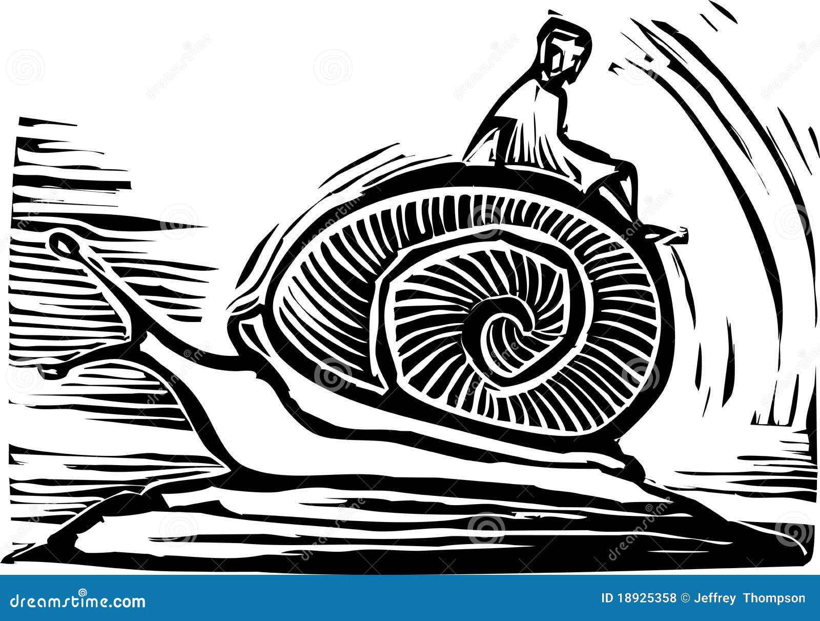 Riding a Snail stock vector. Illustration of woodcut - 18925358