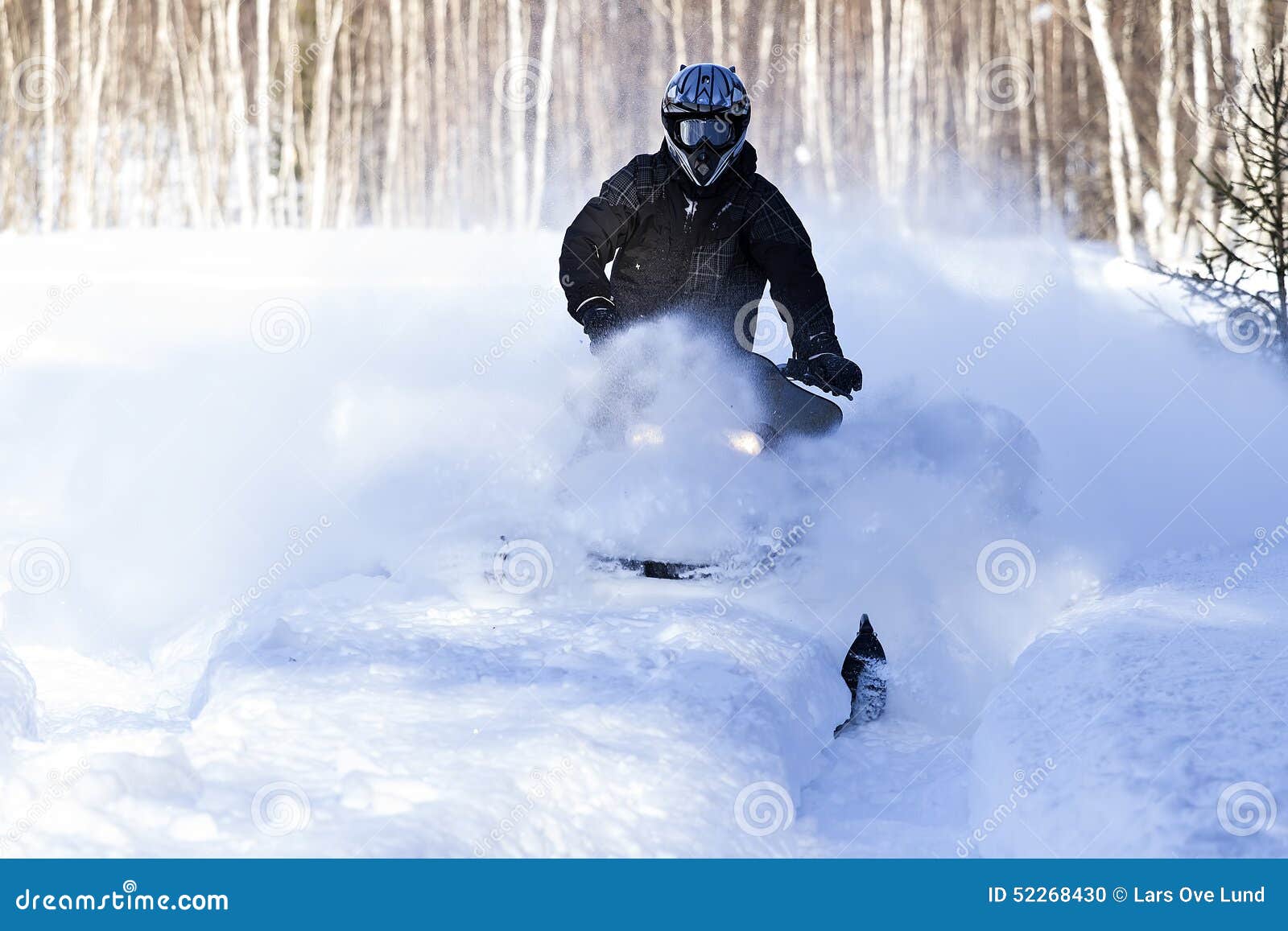 Riding Snowmobile Covered in Snow Stock Photo - Image of grip, winter ...