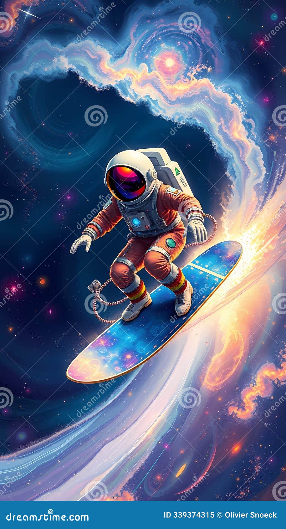 Riding the Waves of a Celestial Tsunami Stock Illustration - Illustration of vehicle, tsunami ...