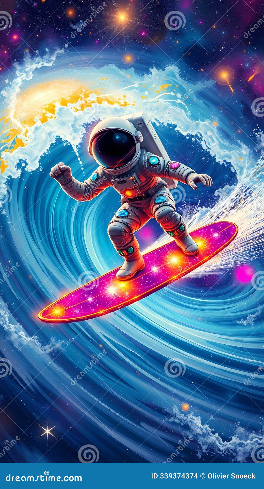 Riding the Waves of a Celestial Tsunami Stock Illustration - Illustration of darkness ...