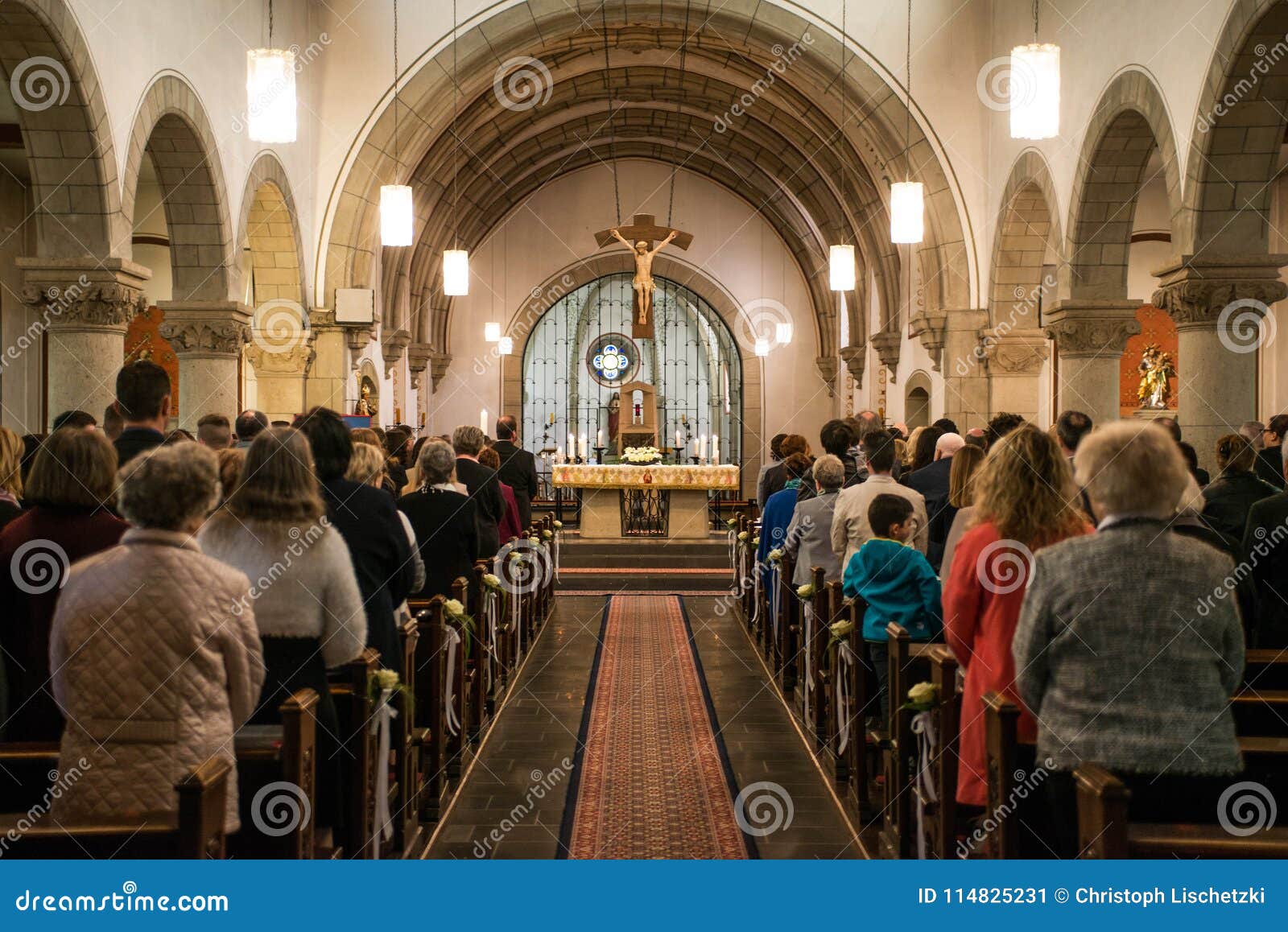 Rieden Germany 15.04.2018 Priest Holding Church Service in Front of ...