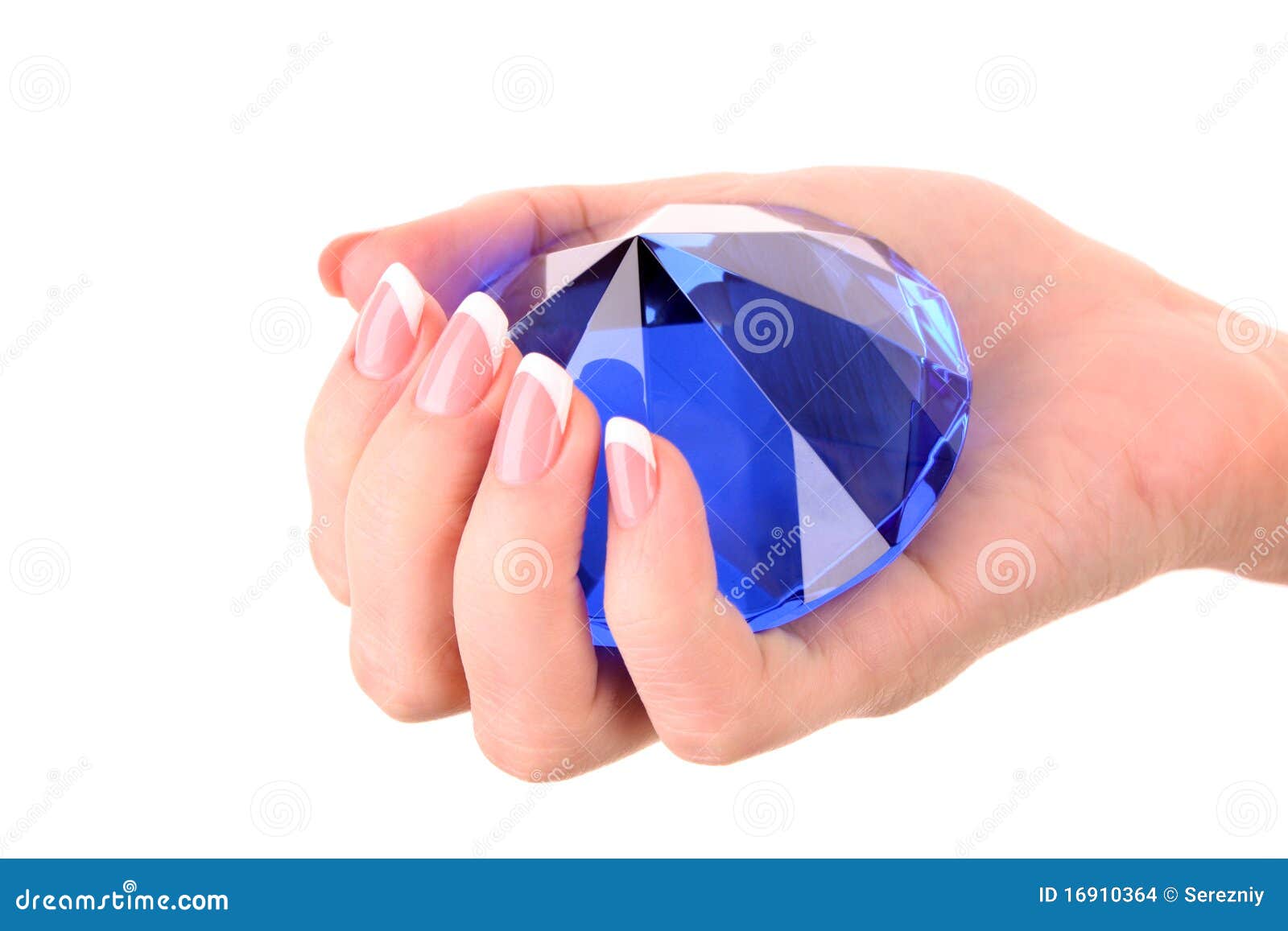 Riesiger Blauer Diamant Trennte in Der Hand Stockfoto - Bild von zauber ...