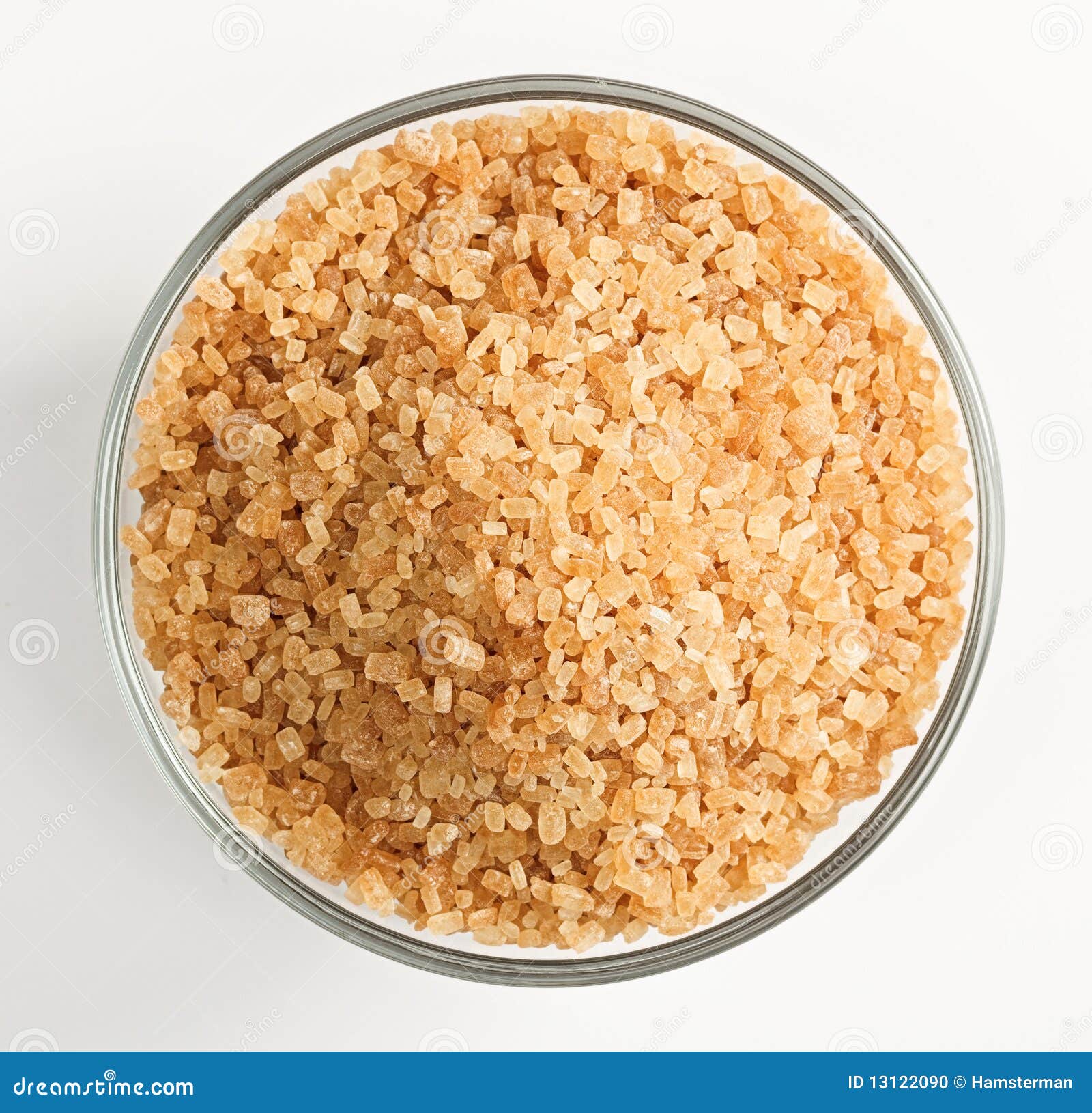 Rietsuiker in een glaskom stock foto. Image of korrelig - 13122090