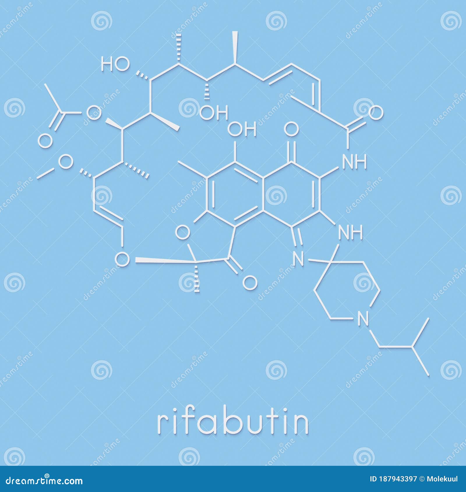 Rifabutin Tuberculosis Drug Molecule. Skeletal Formula. Stock ...