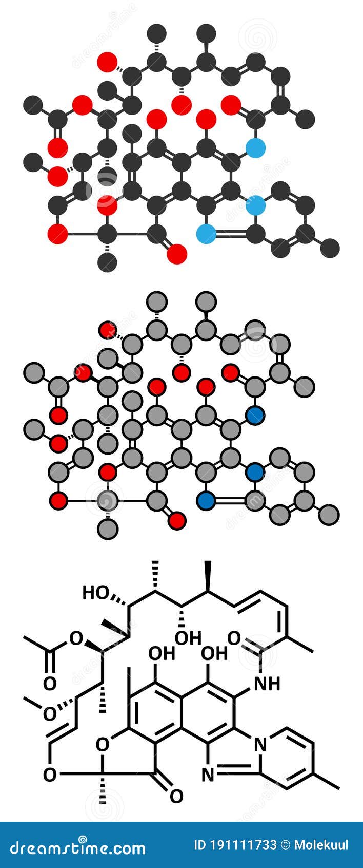 Rifaximin Antibiotic Drug Molecule. Stock Vector - Illustration of ...