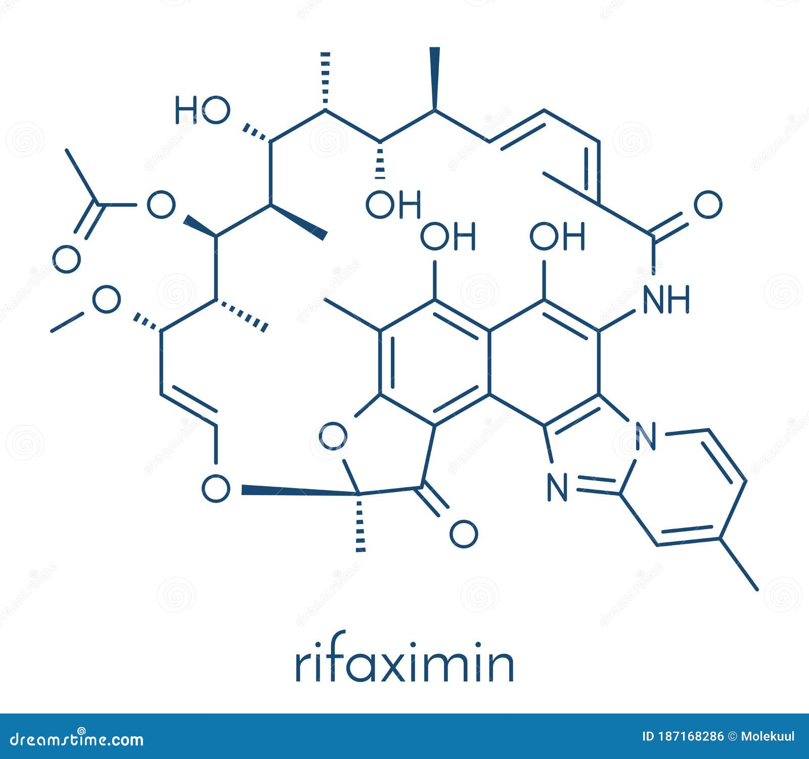 Rifaximin Antibiotic Drug Molecule. Skeletal Formula. Stock Vector ...