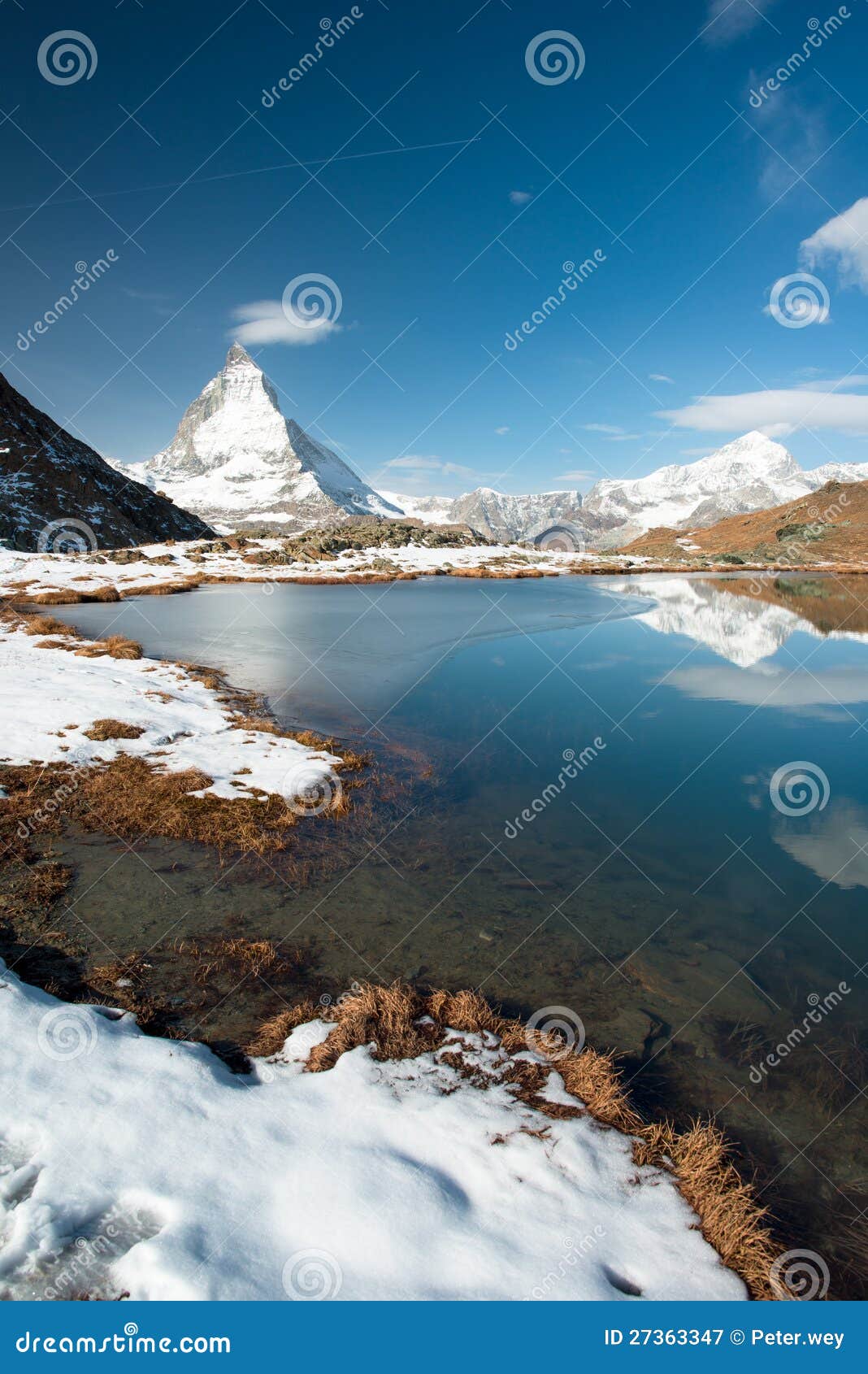 Riffelsee with Matterhorn stock image. Image of switzerland - 27363347