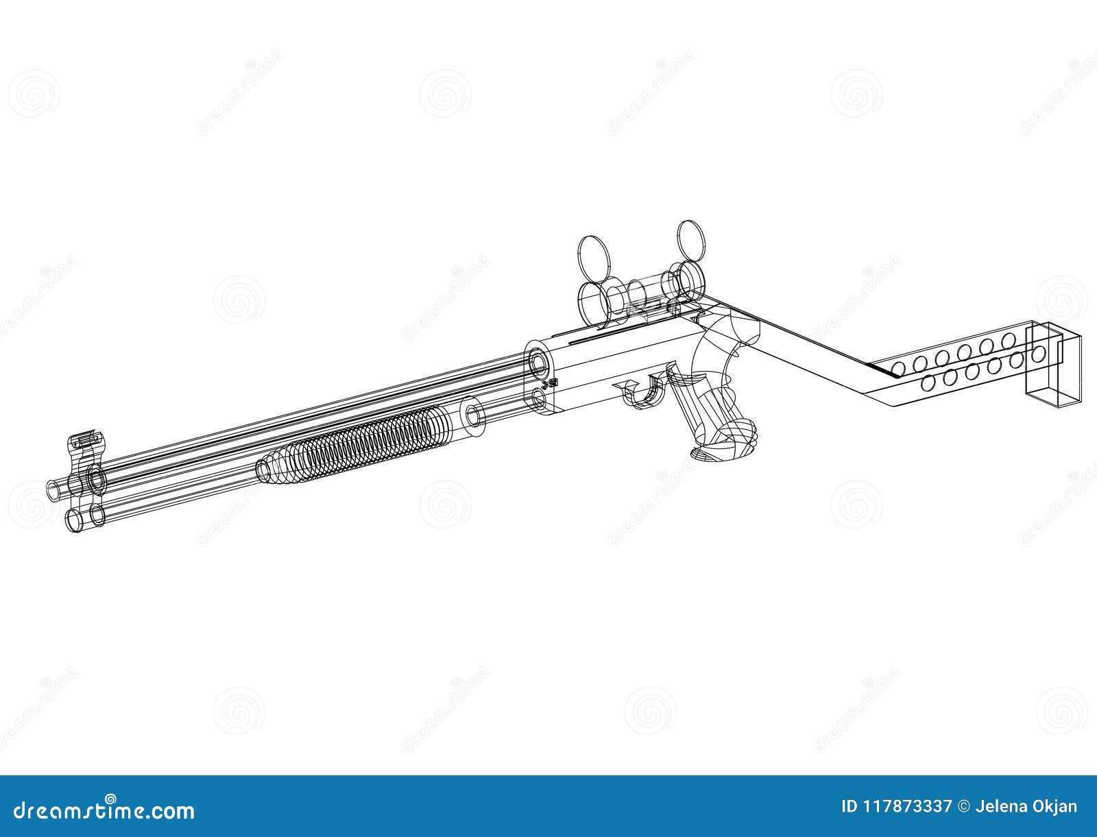 Rifle Architect Blueprint - Isolated Stock Illustration - Illustration ...