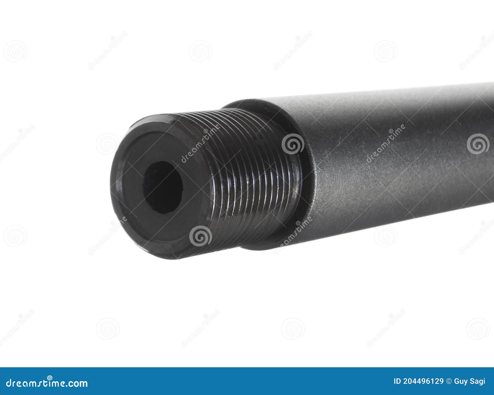 Threaded barrel on a rifle stock image. Image of threads - 204496129
