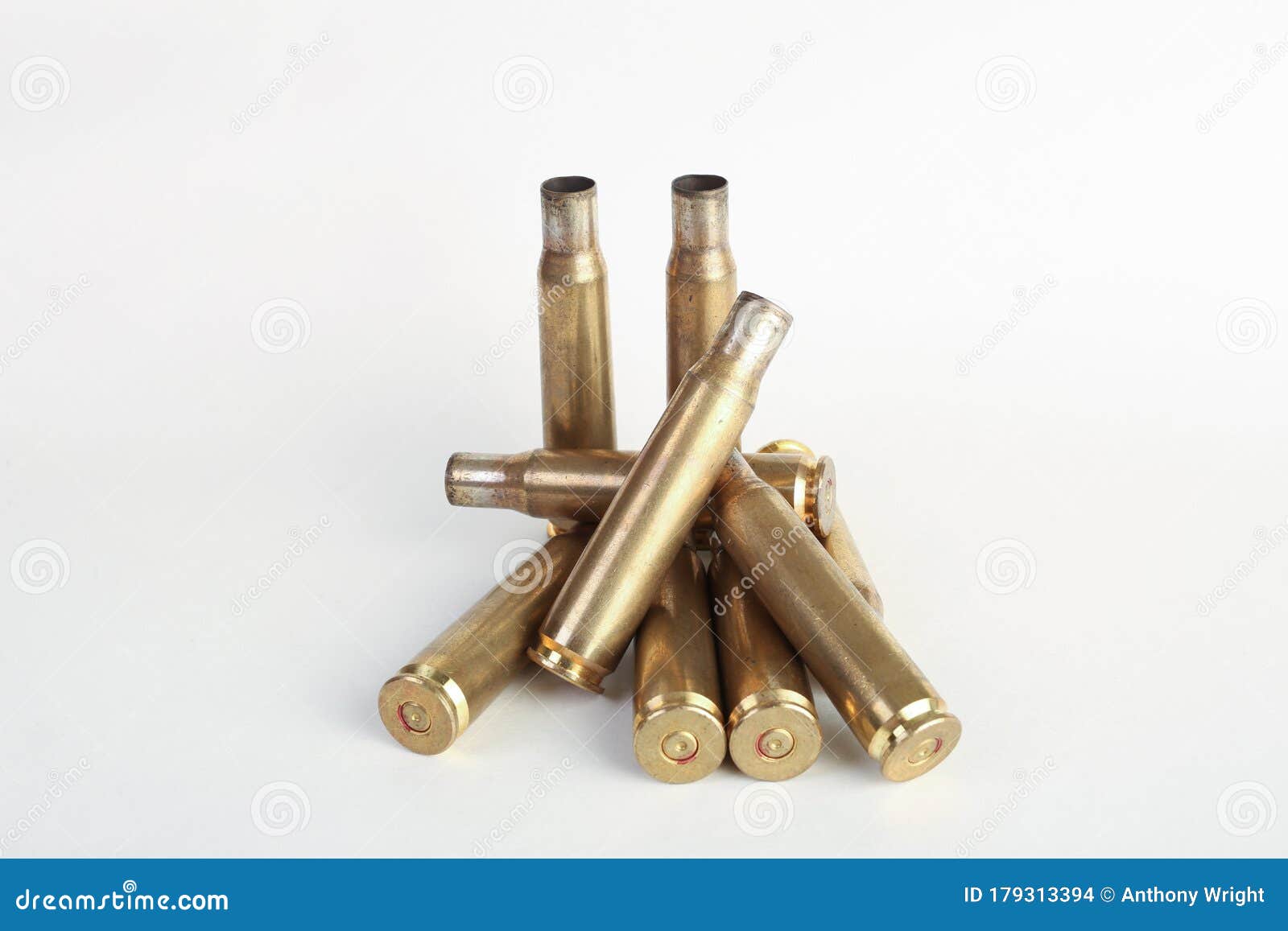 Rifle Bullet Shell Casings on White Background Stock Photo - Image of ...