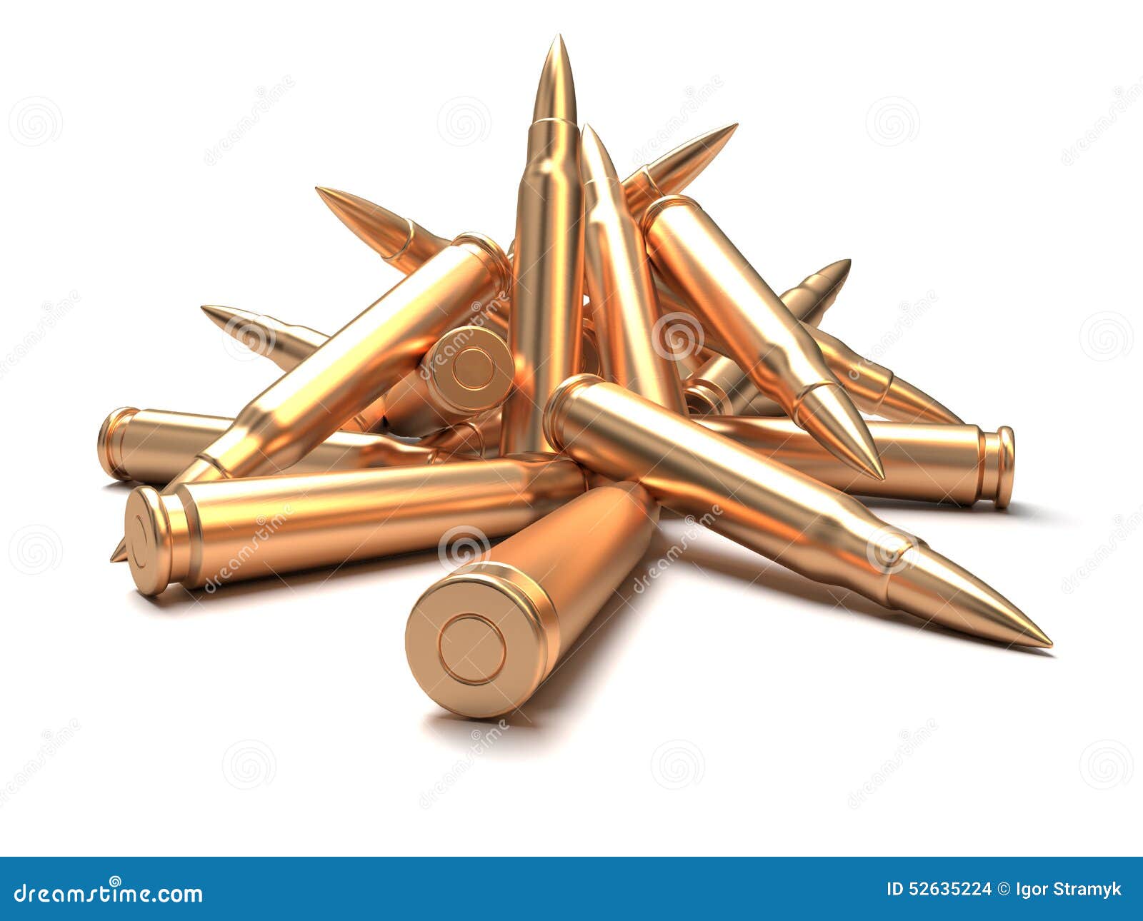 Rifle Bullets Over White Background Stock Illustration - Illustration ...