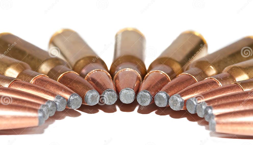 Rifle Bullets Packed in a Half Moon Stock Photo - Image of grain ...