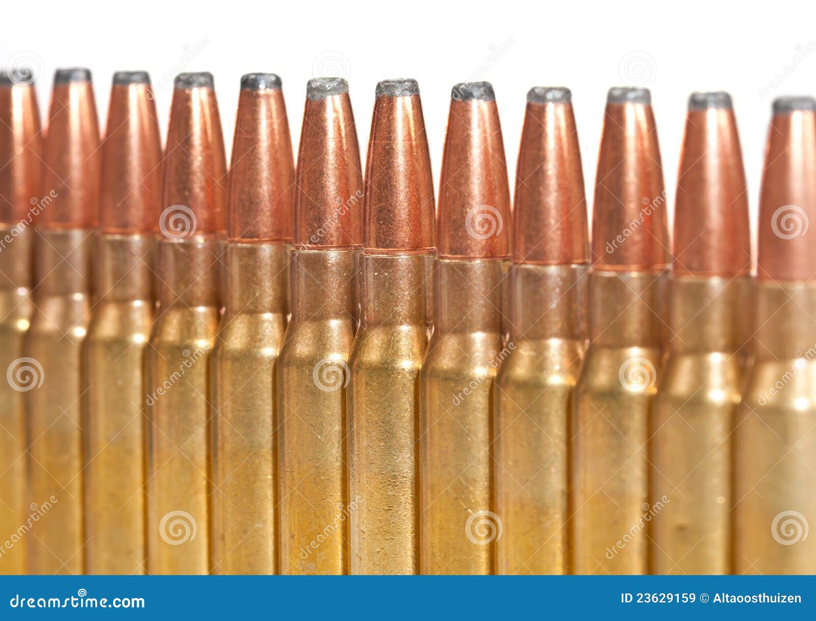 Rifle Bullets Packed in a Straight Line Stock Image - Image of ...