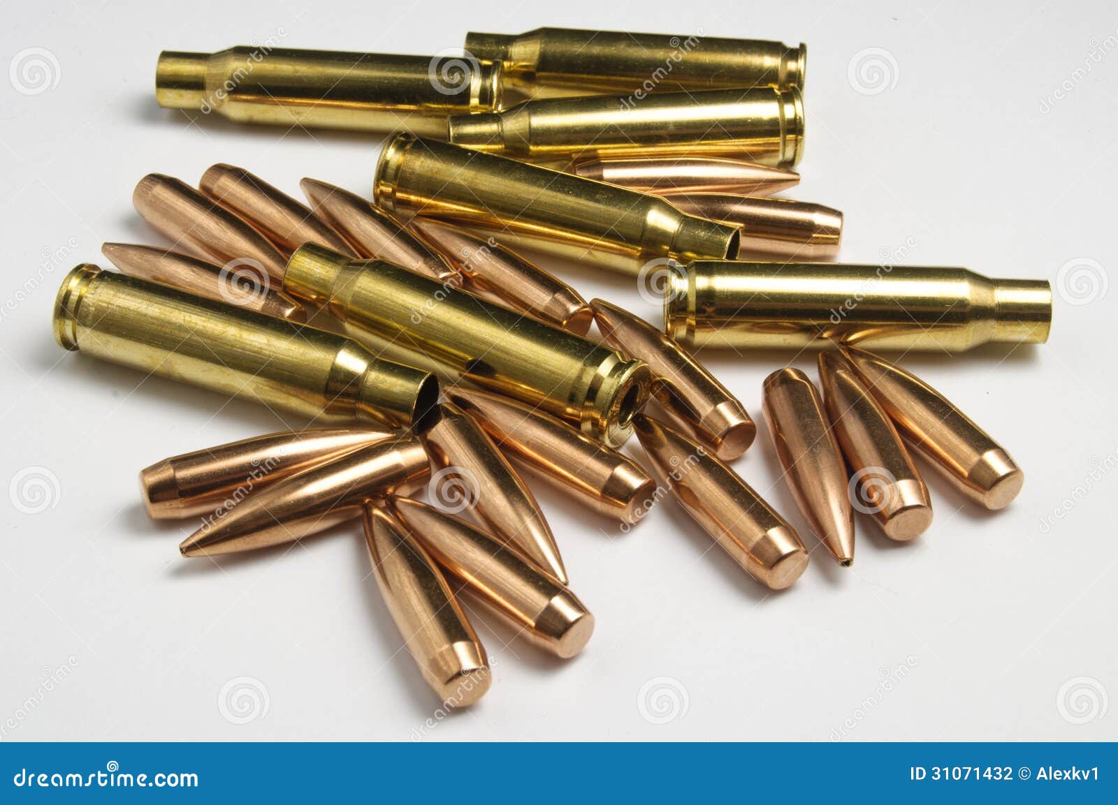 Rifle bullets separated stock photo. Image of object - 31071432