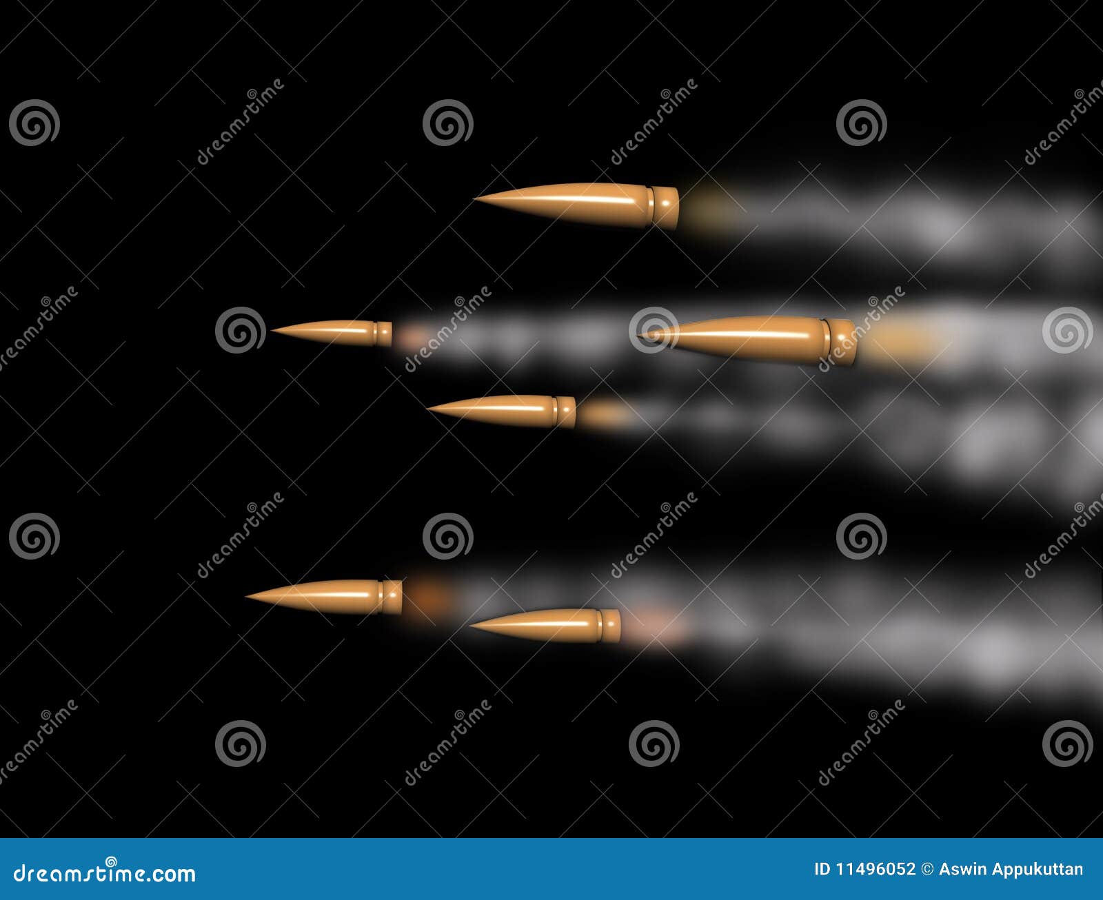 Rifle Bullets Speeding with Smoke Trail Stock Illustration ...