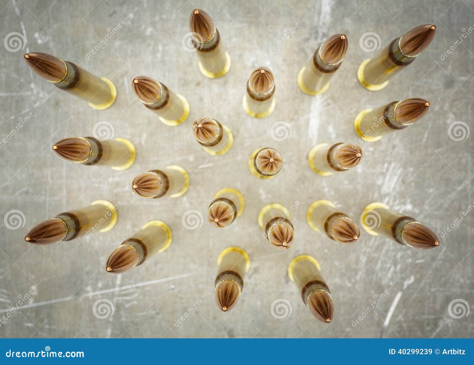 Rifle Bullets Top View Looking Down Stock Image - Image of army, hunt ...