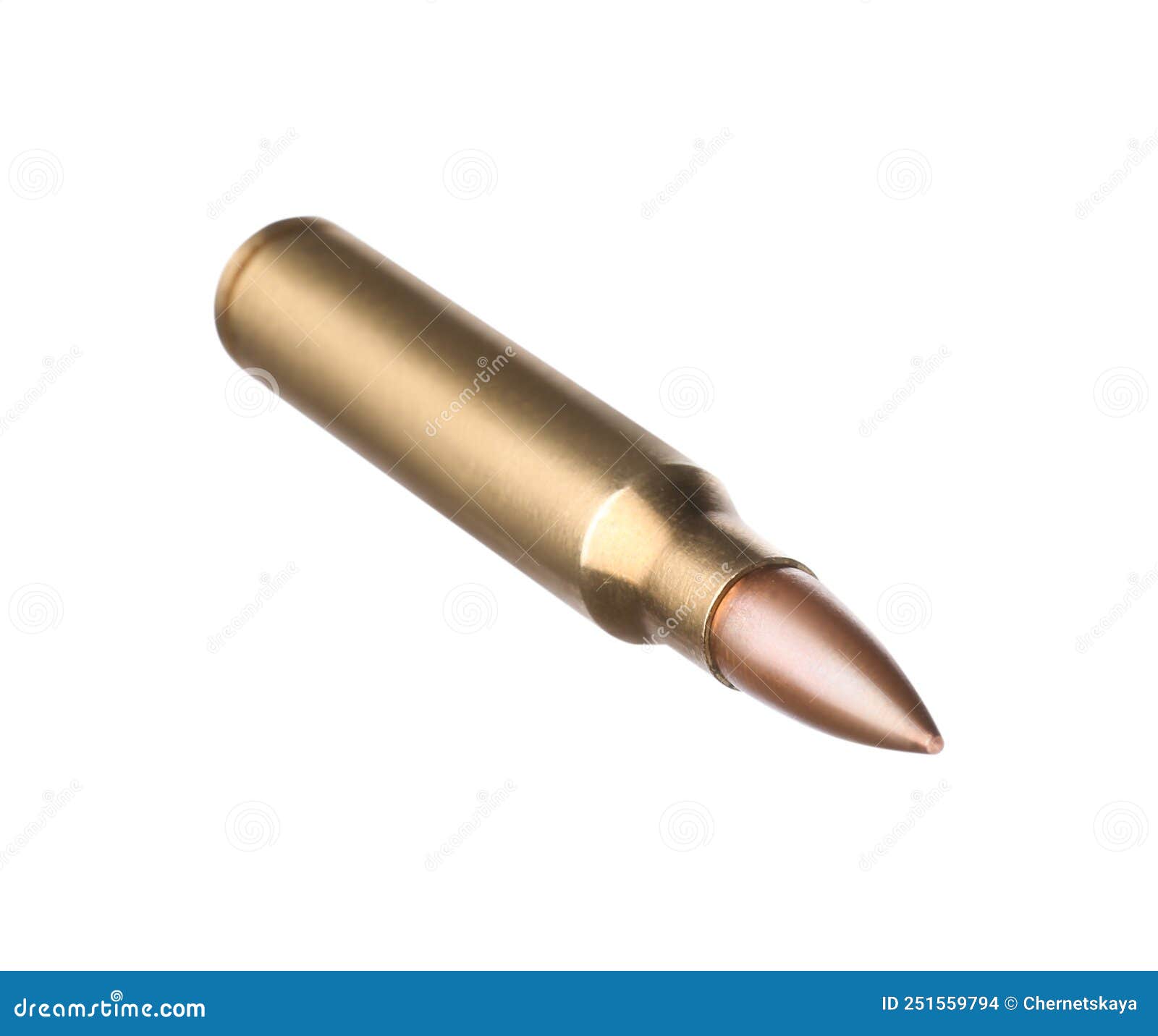 Rifle Cartridge Isolated on White. Firearm Ammunition Stock Photo ...