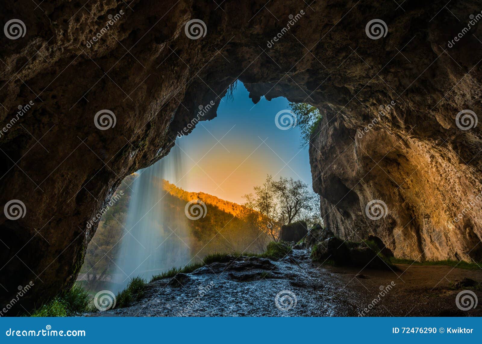 Rifle Falls Colorado Behind the Waterfall at Sunset Stock Photo - Image ...
