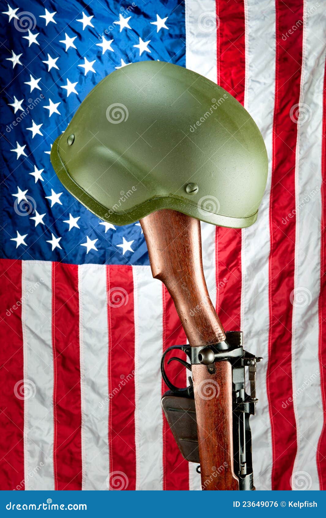 Rifle and helmet memorial stock photo. Image of wwii - 23649076