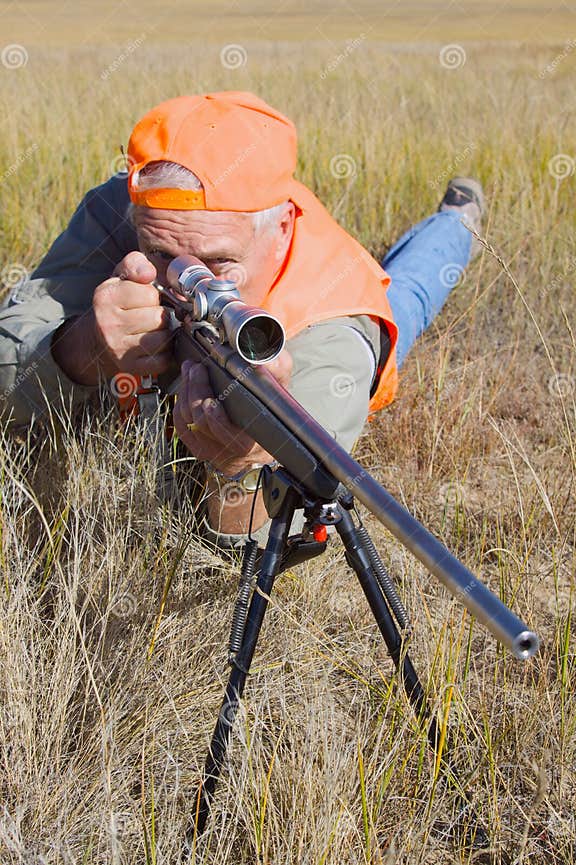Rifle Hunter in Prone Position Stock Photo - Image of hunter, ready ...