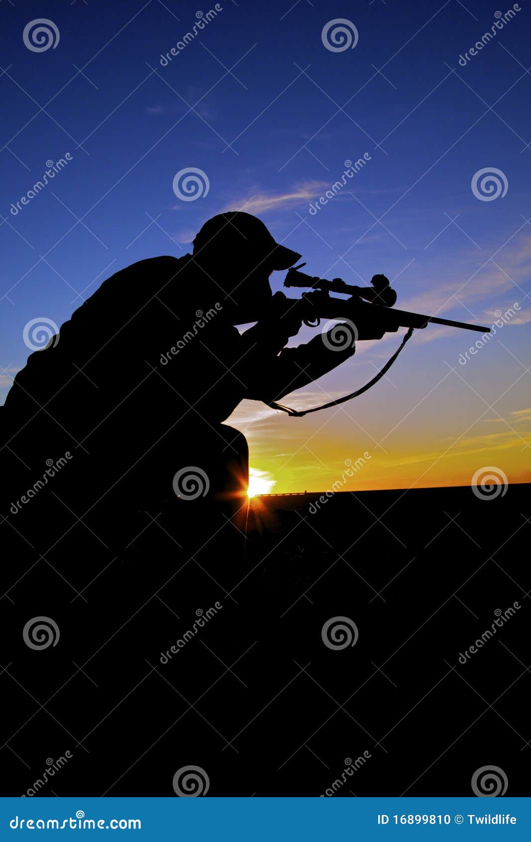 Rifle Hunter Shooting at Sunrise Stock Photo - Image of hunter, evening ...
