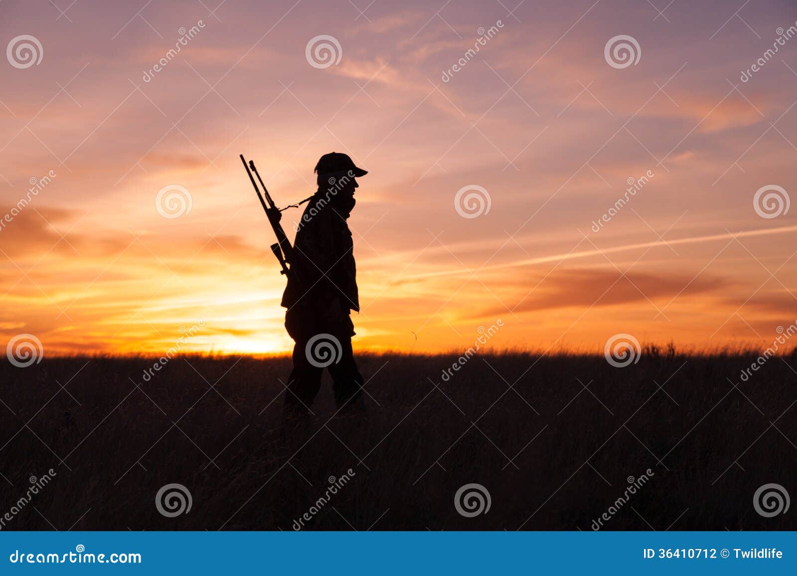 Rifle Hunter in Sunset stock photo. Image of sunset, people - 36410712