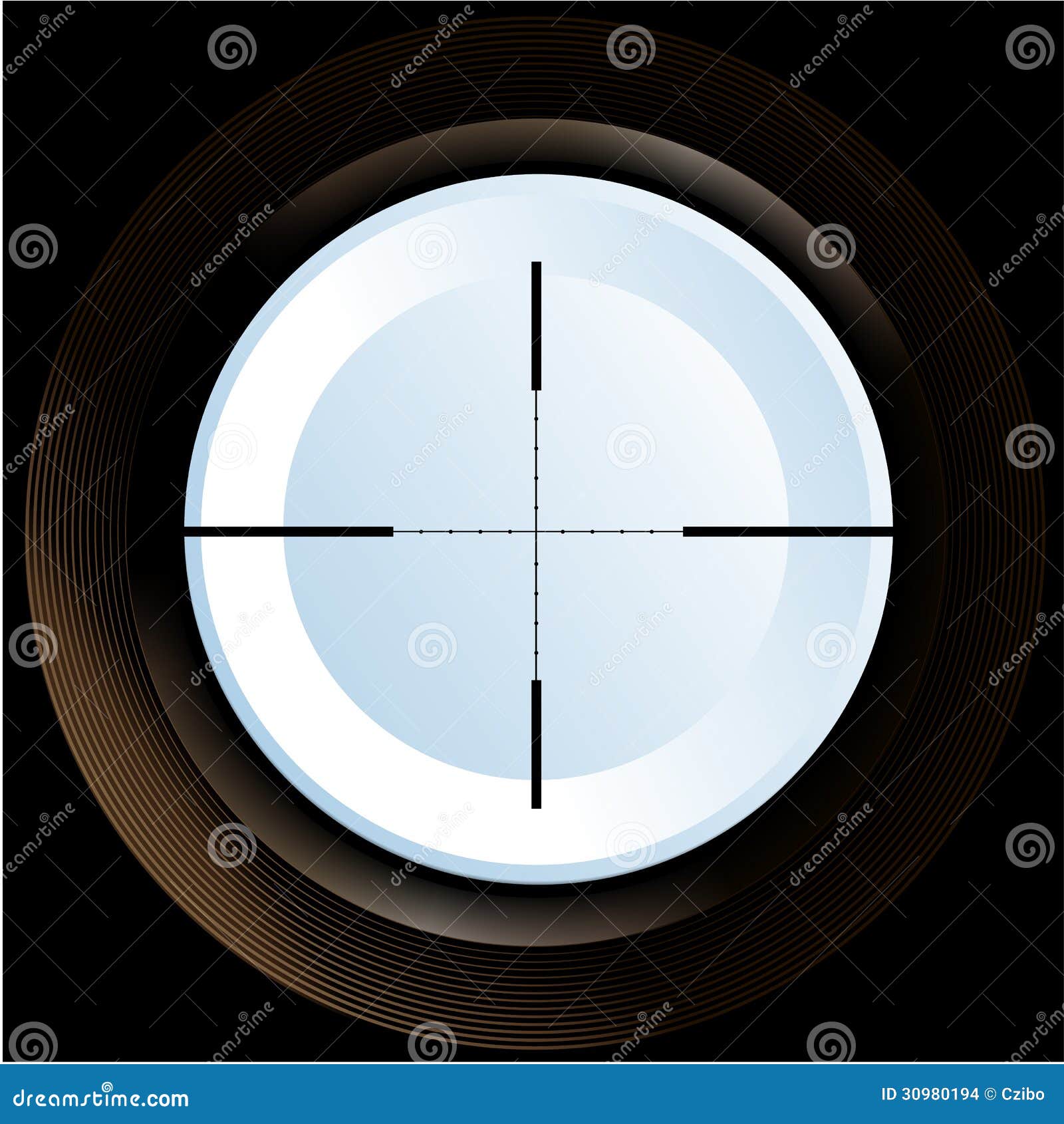 A Look Through Sniper Or Hunting Rifle Scope With Various Reticles ...