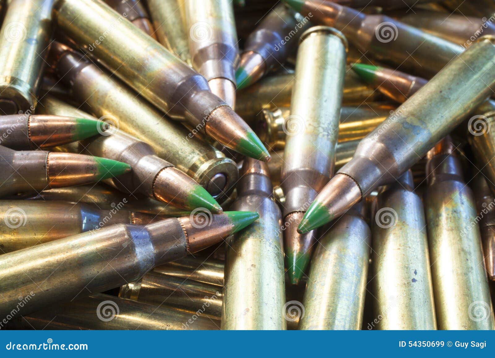 Rifle Shells with Green Tipped Bullets Stock Image - Image of m855 ...