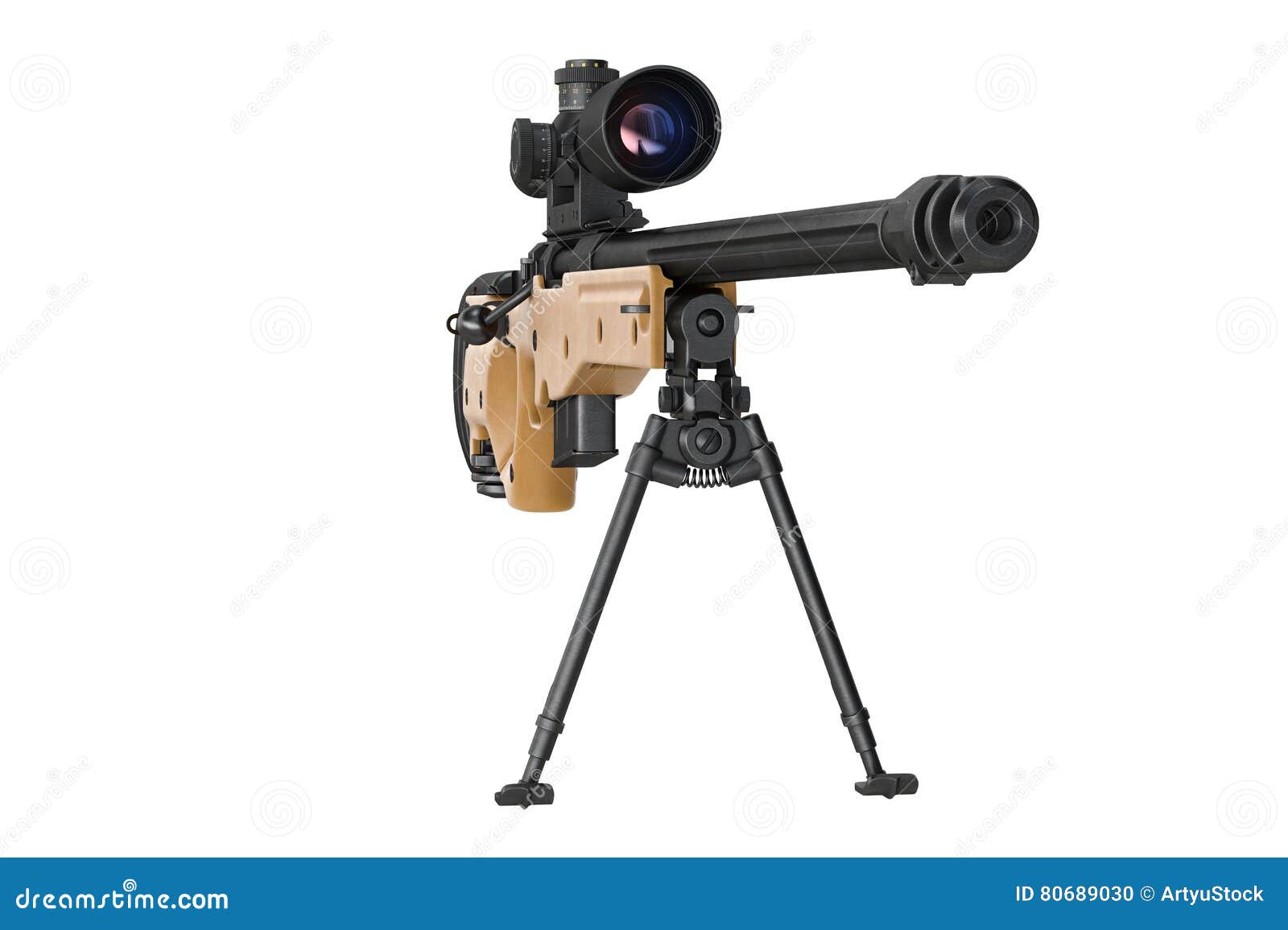 Rifle Sniper Optical Weapon, Front View Stock Illustration ...