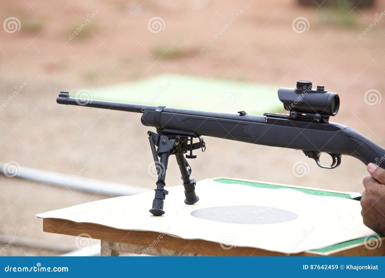 Rifle stock image. Image of table, chase, scope, sniper - 87642459
