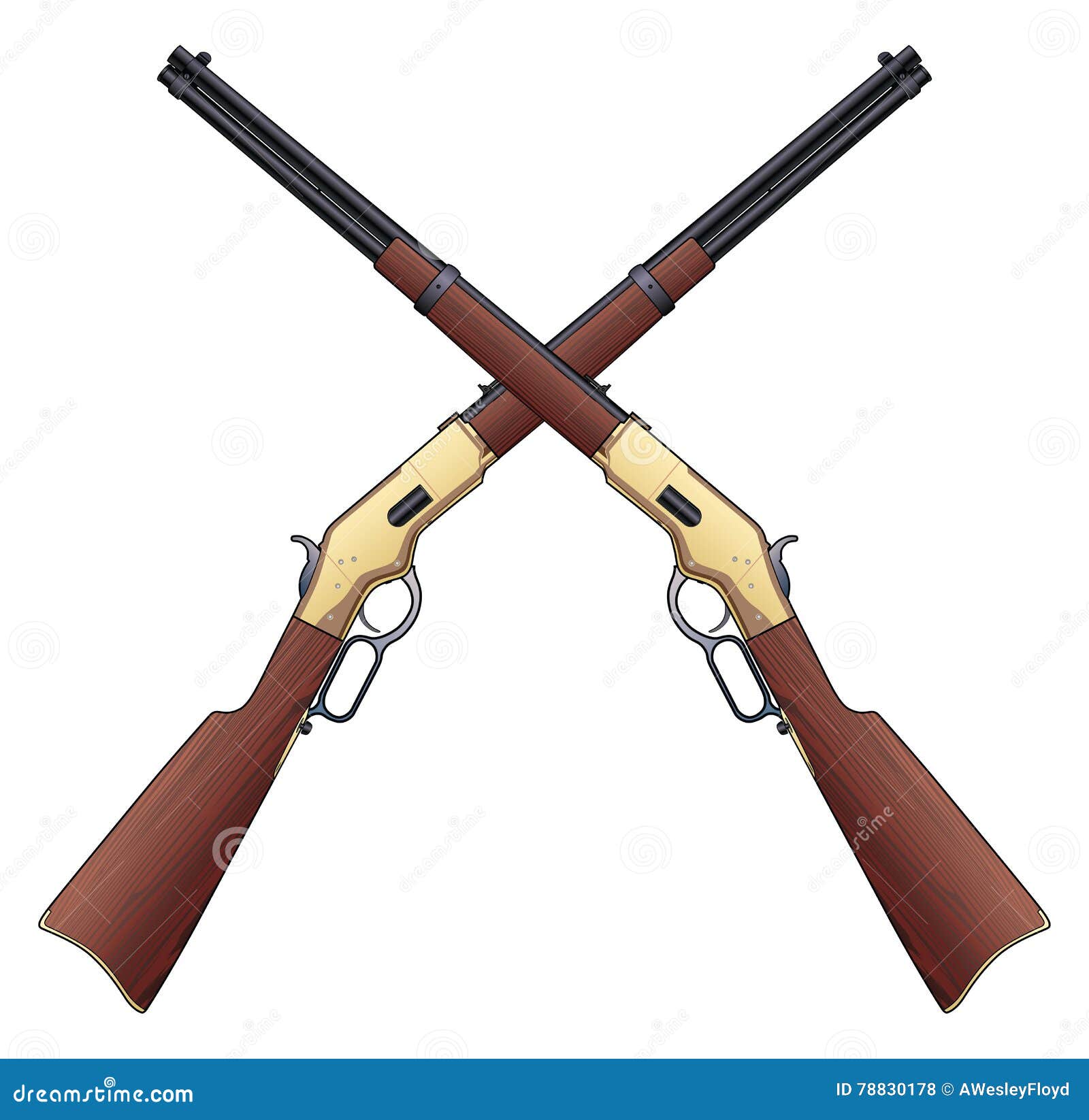 Rifles Crossed stock vector. Illustration of wood, western - 78830178