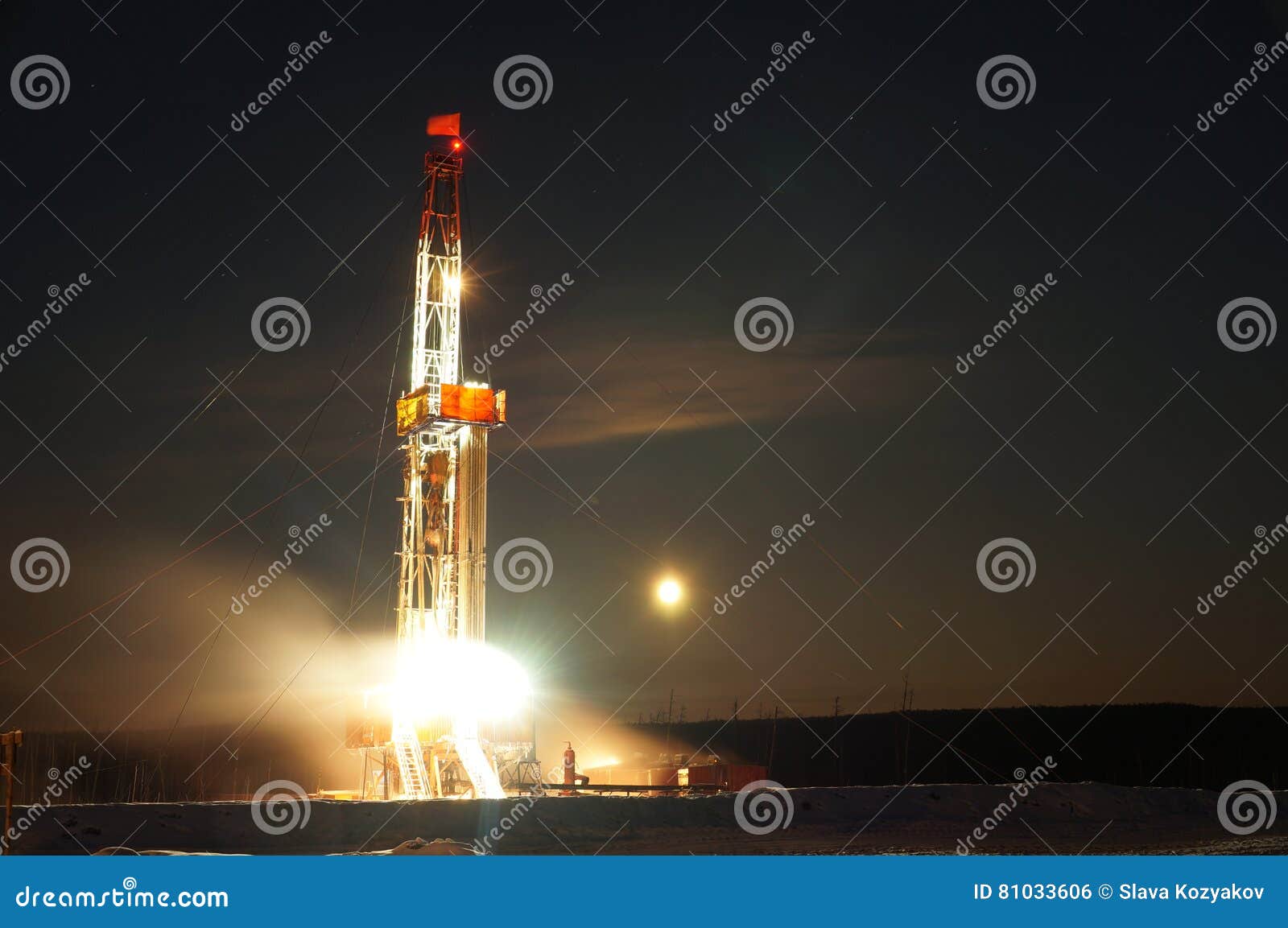 Rig stock photo. Image of night, fire, blue, environment - 81033606